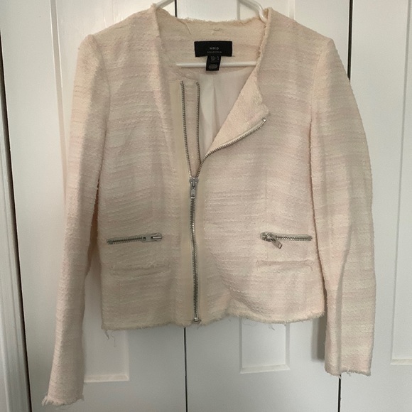 Jackets & Coats | Mango Mng Collection Pink Off White Tweed Jacket ...